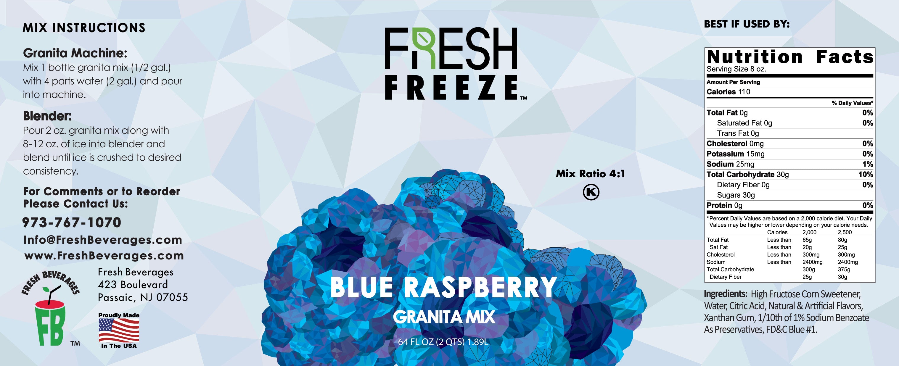 Blue Raspberry Granita Syrup - Fresh Freeze – Fresh Beverages